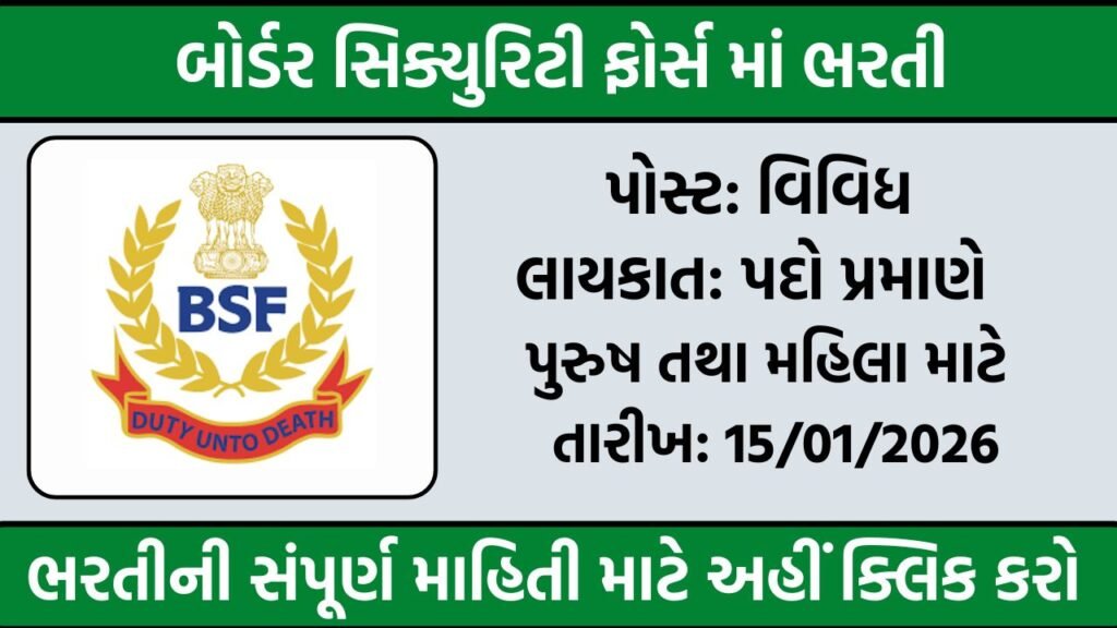 BSF Recruitment 2025: બોર્ડર સિક્યુરિટી ફોર્સ દ્વારા 500+ વિવિધ પદો પર ...
